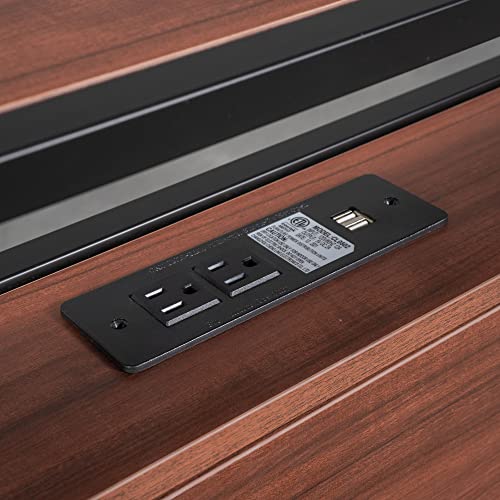 SOFTSEA Queen Size Metal Platform Bed Frame with Trundle, Metal Bed Frame with USB Ports, Queen Trundle Bed with Storage Headboard Metal Panel Bed with Shelf for Bedroom Guestroom, Black
