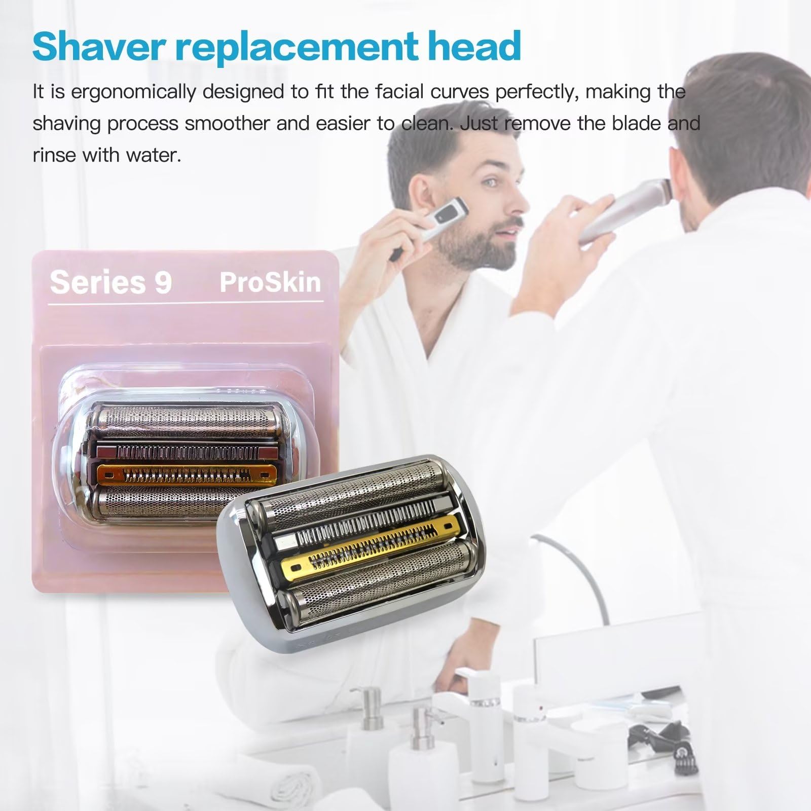 2023 Original Structure Series 9 &9 PRO 92S 94M Replacement Shaver Head for Braun Series 9 Electric Shaver Foil & Cutter 9030s 9040s 9050cc 9240s 9242s 9280cc Silver