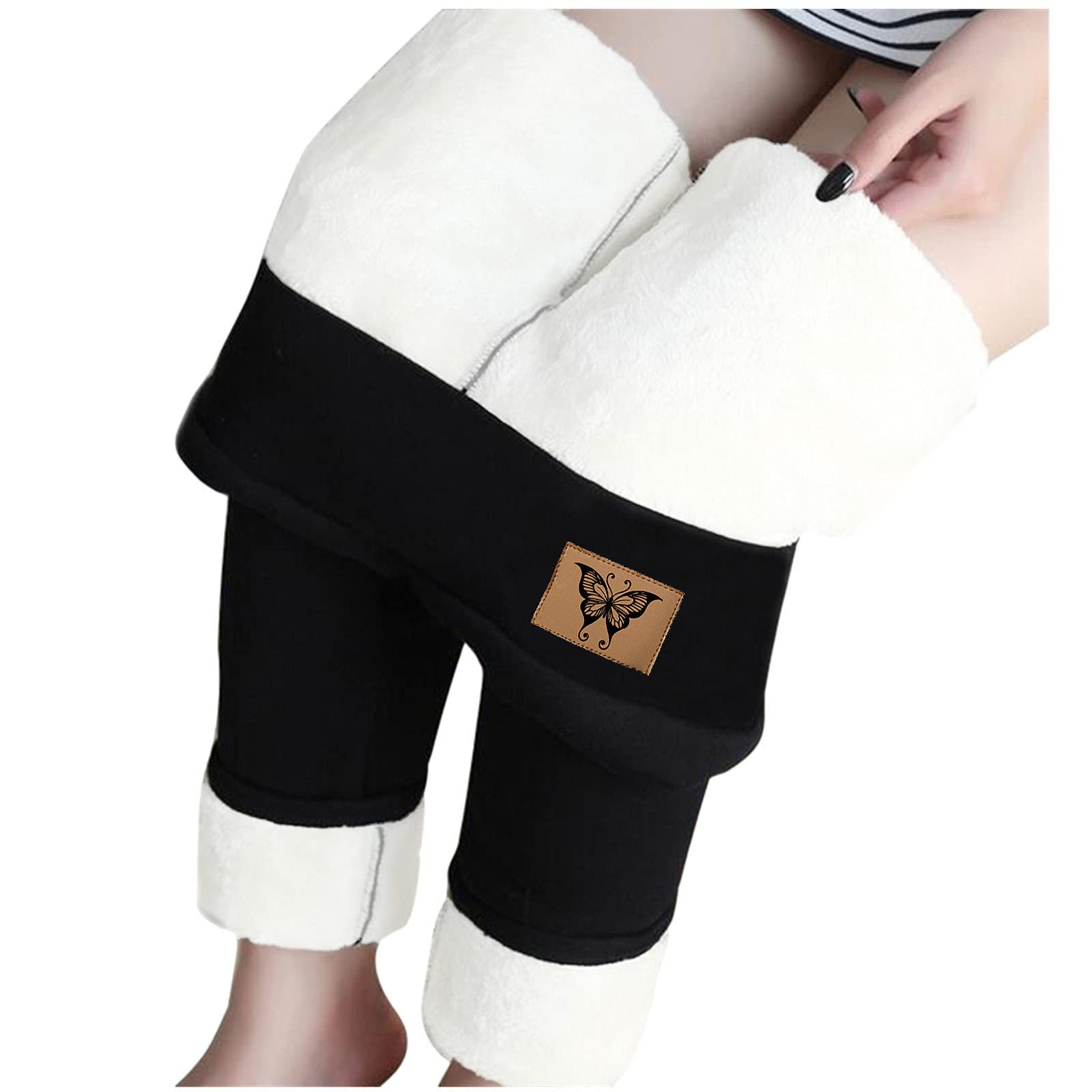 Daily Deals Clearance,Women's Warm Sherpa Lined Athletic Sweatpants High Waisted Jogger Pants Fleece Lined Winter Thicken Outdoor Long Pants A-black