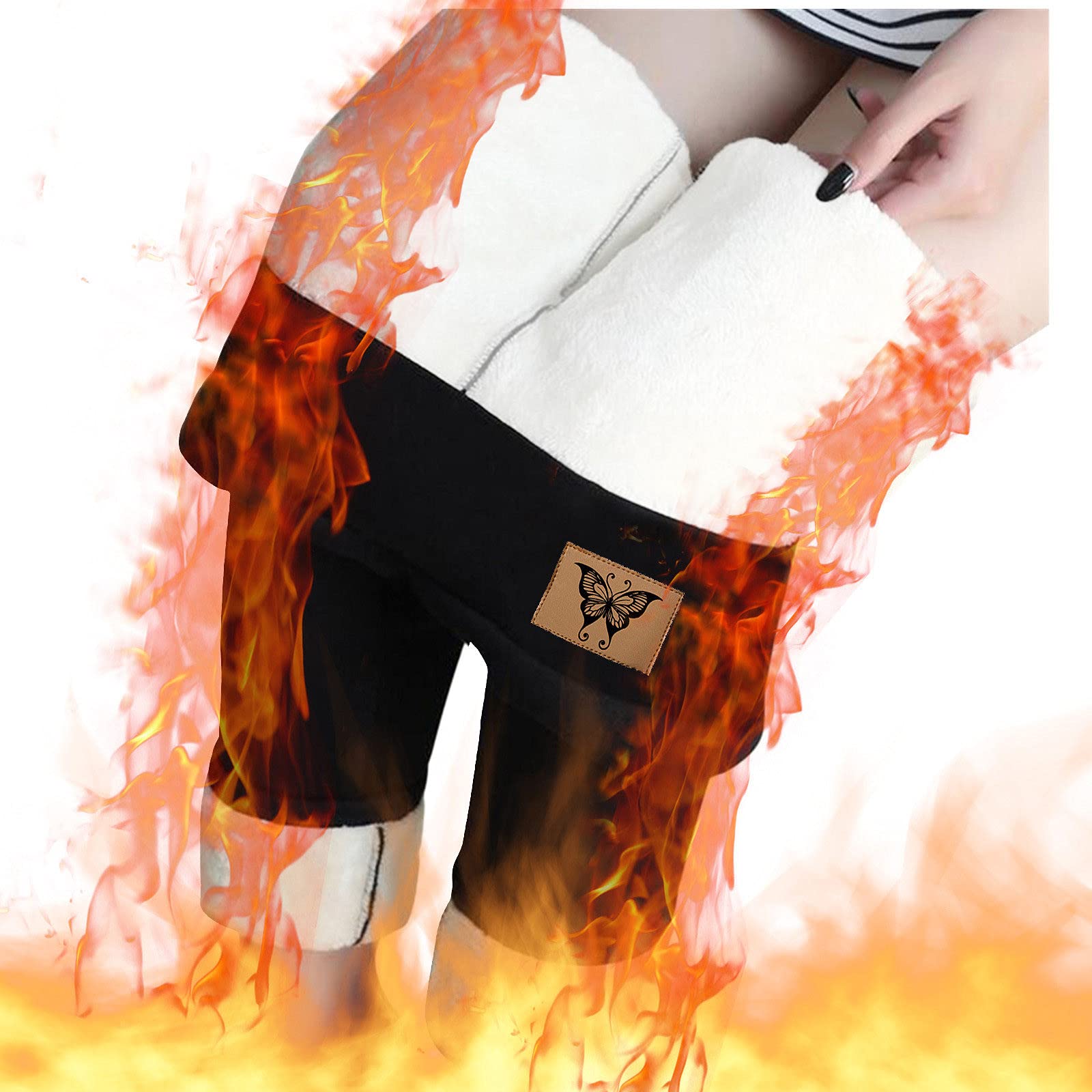 Daily Deals Clearance,Women's Warm Sherpa Lined Athletic Sweatpants High Waisted Jogger Pants Fleece Lined Winter Thicken Outdoor Long Pants A-black