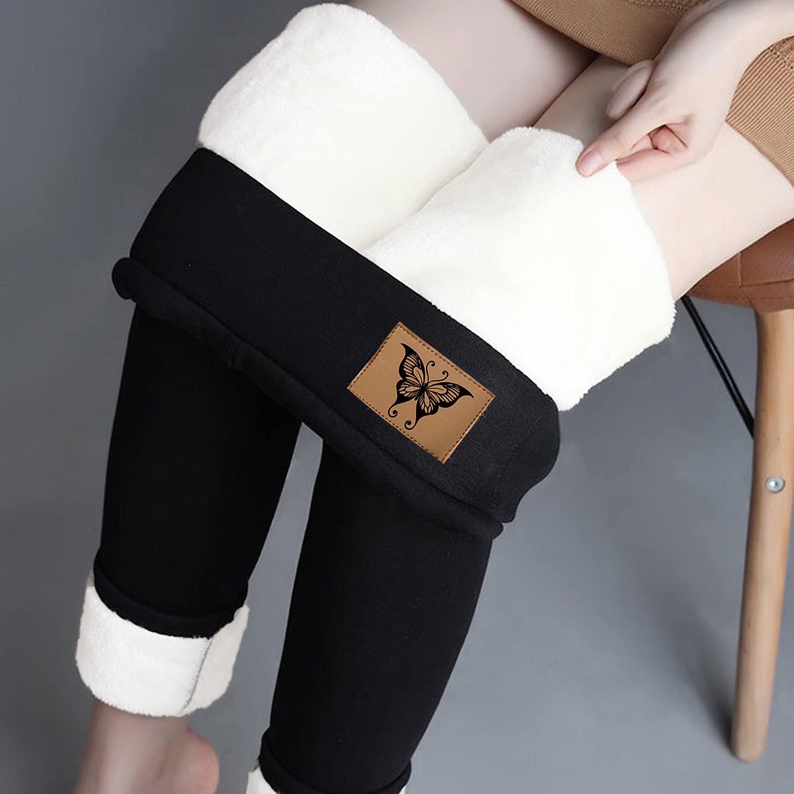 Daily Deals Clearance,Women's Warm Sherpa Lined Athletic Sweatpants High Waisted Jogger Pants Fleece Lined Winter Thicken Outdoor Long Pants A-black