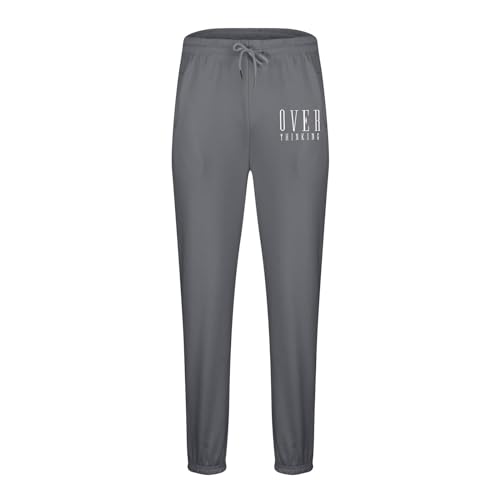 Vifucz Crew Neck Coat Men 2023 2024 Mens Joggers Sports Pants Pockets Cotton Solid Sweatpants Adjustable Elastic Long Trousers Fall Winter Active Pant A7-Dark Gray 3X-Large