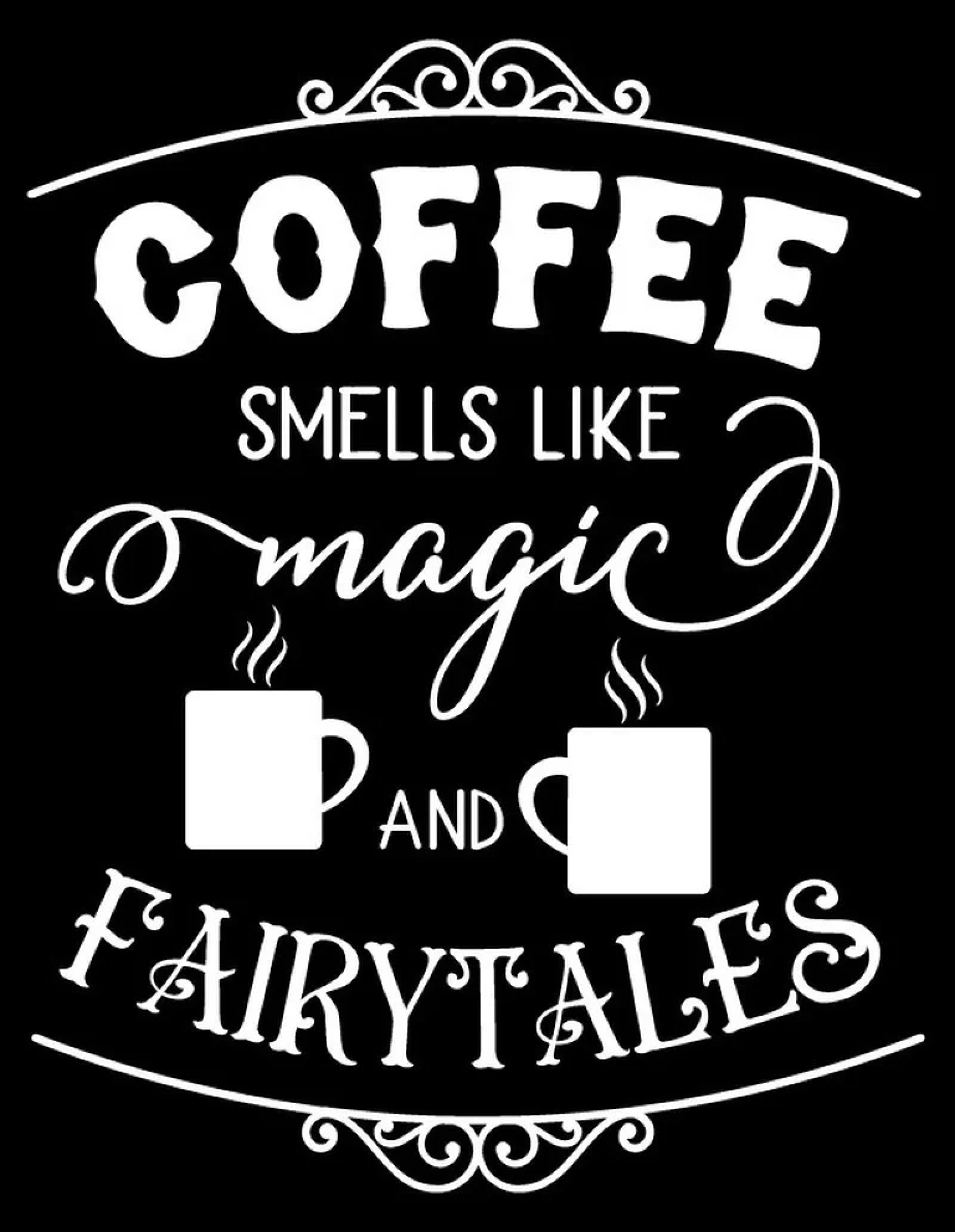 MANGOUSONG Screen Printing Kit,22x28cm Coffee Smells Like Magic and Failytales Mesh Screen Stencils Self-Adhesive Silk for Canvas Bag Printing Washable