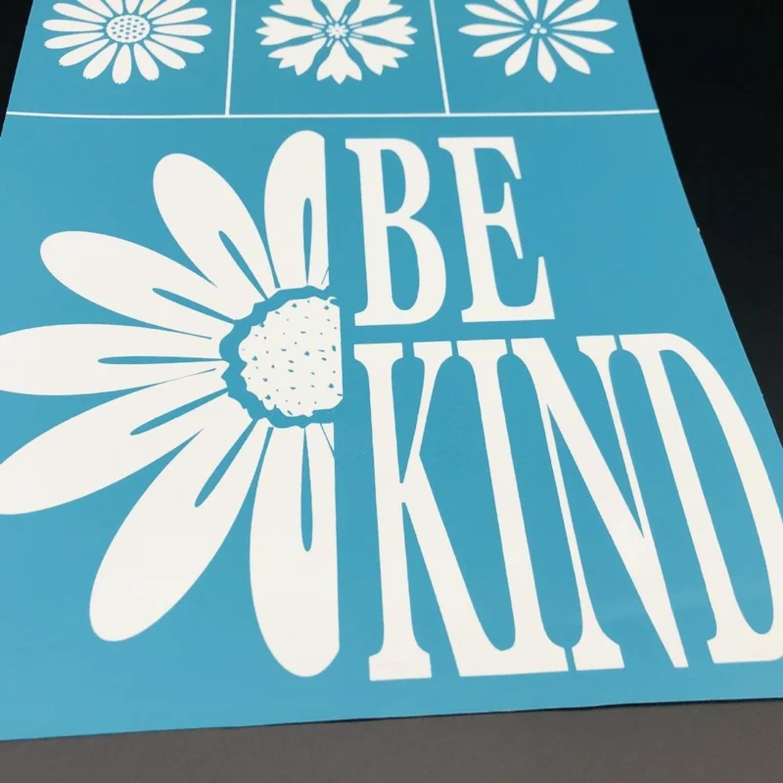 MANGOUSONG Screen Printing Kit,22x28cm Sunflower Be Kind Mesh Screen Stencils Self-Adhesive Silk Screen Printing Stencil for Canvas Bag Print Washable