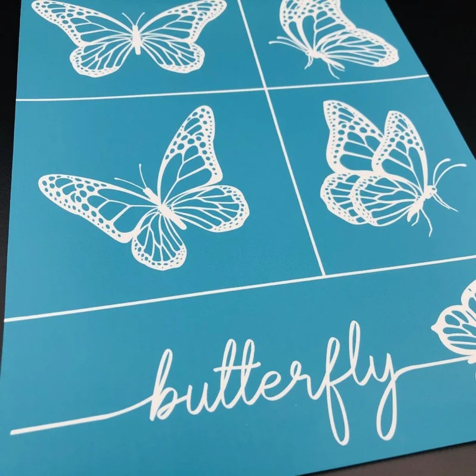 MANGOUSONG Screen Printing Kit,22x28cm Butterfly Mesh Screen Stencils Self-Adhesive Silk Screen Printing Stencil for Canvas Bag Transfer Print Washable