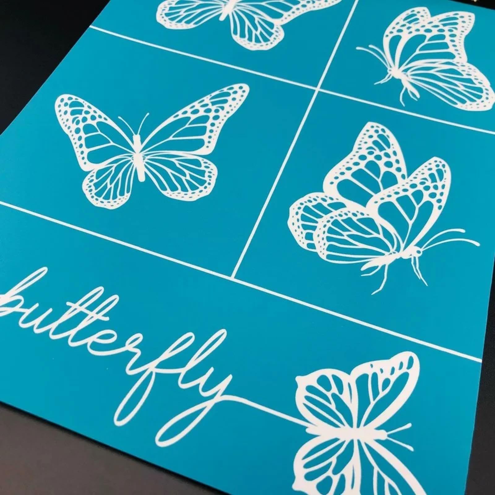 MANGOUSONG Screen Printing Kit,22x28cm Butterfly Mesh Screen Stencils Self-Adhesive Silk Screen Printing Stencil for Canvas Bag Transfer Print Washable