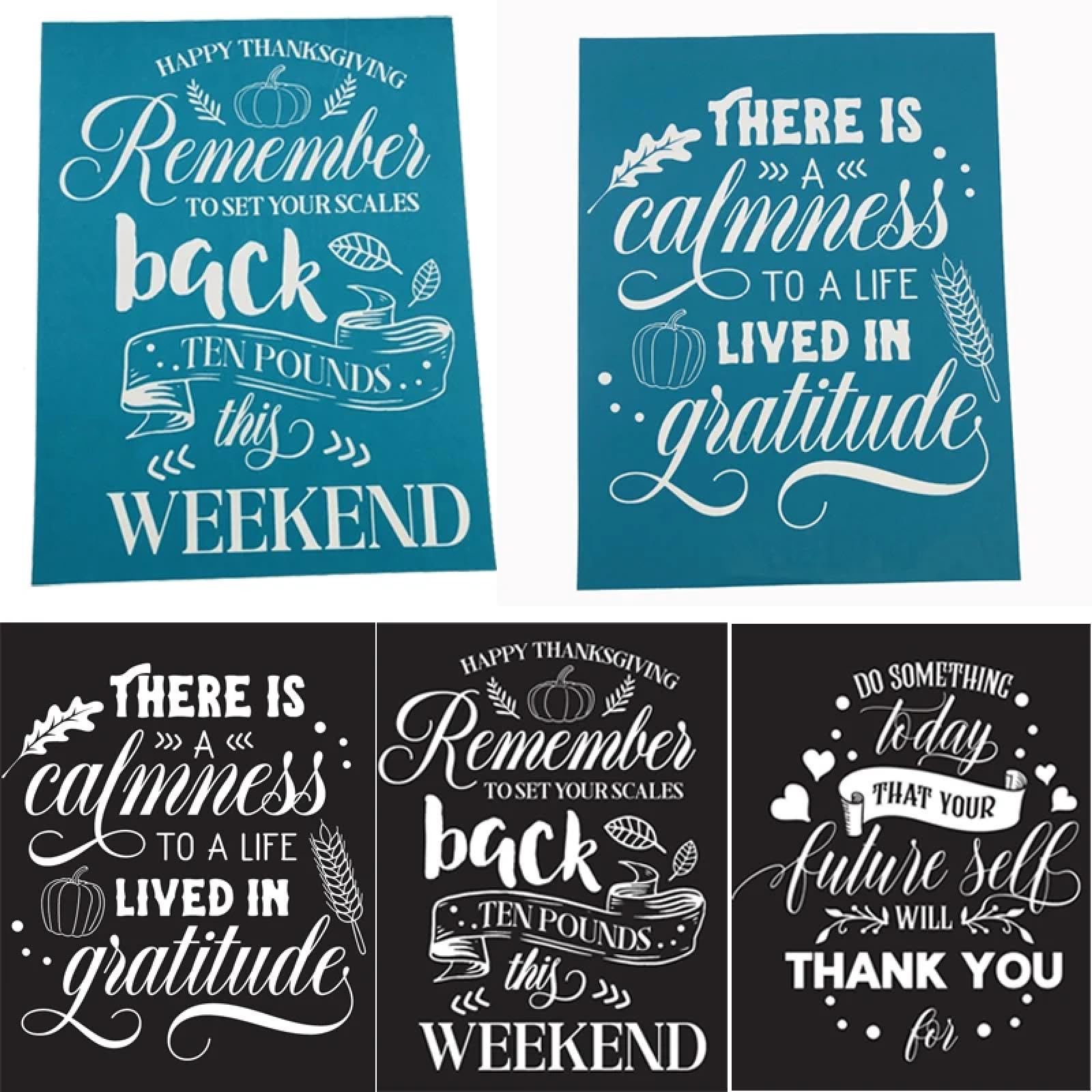 MANGOUSONG Screen Printing Kit,22x28cm Happy Thanksgiving Mesh Screen Stencils Self-Adhesive Silk Screen Printing Stencil for Canvas Bag Print Washable C