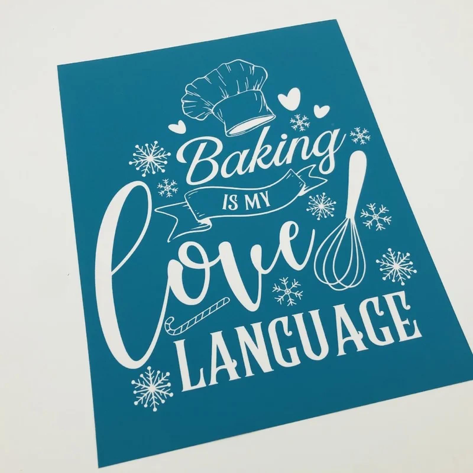 MANGOUSONG Screen Printing Kit,22x28cm Baking is My Love Language Mesh Screen Stencils Self-Adhesive Silk Screen Printing Stencil for Canvas Bag Washable