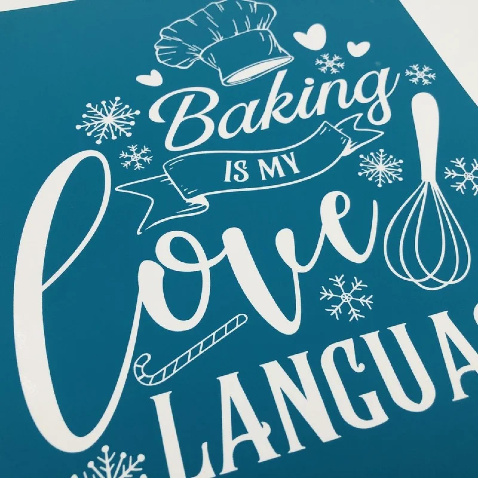 MANGOUSONG Screen Printing Kit,22x28cm Baking is My Love Language Mesh Screen Stencils Self-Adhesive Silk Screen Printing Stencil for Canvas Bag Washable