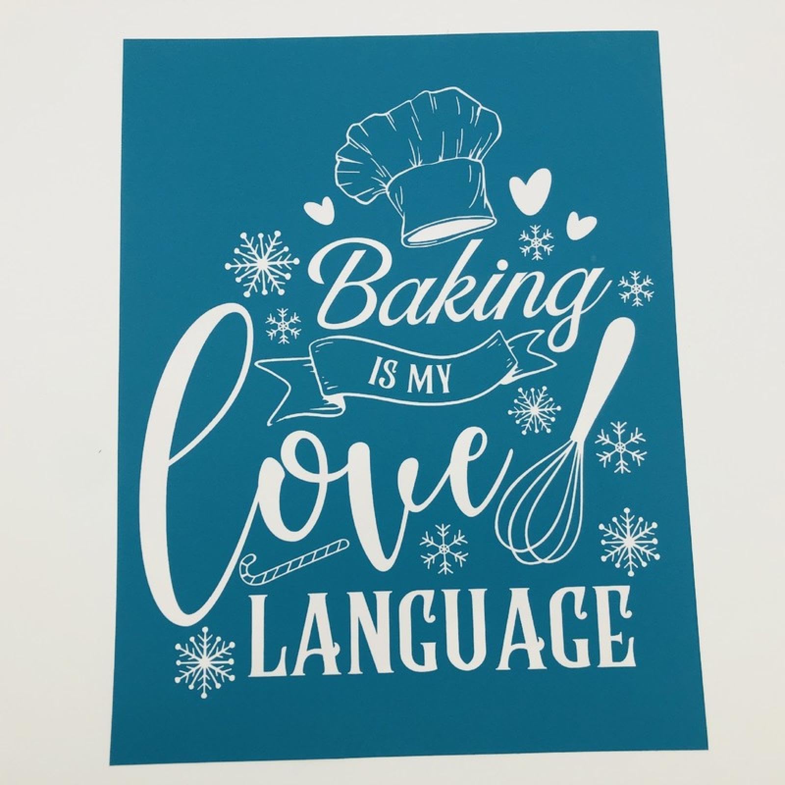 MANGOUSONG Screen Printing Kit,22x28cm Baking is My Love Language Mesh Screen Stencils Self-Adhesive Silk Screen Printing Stencil for Canvas Bag Washable