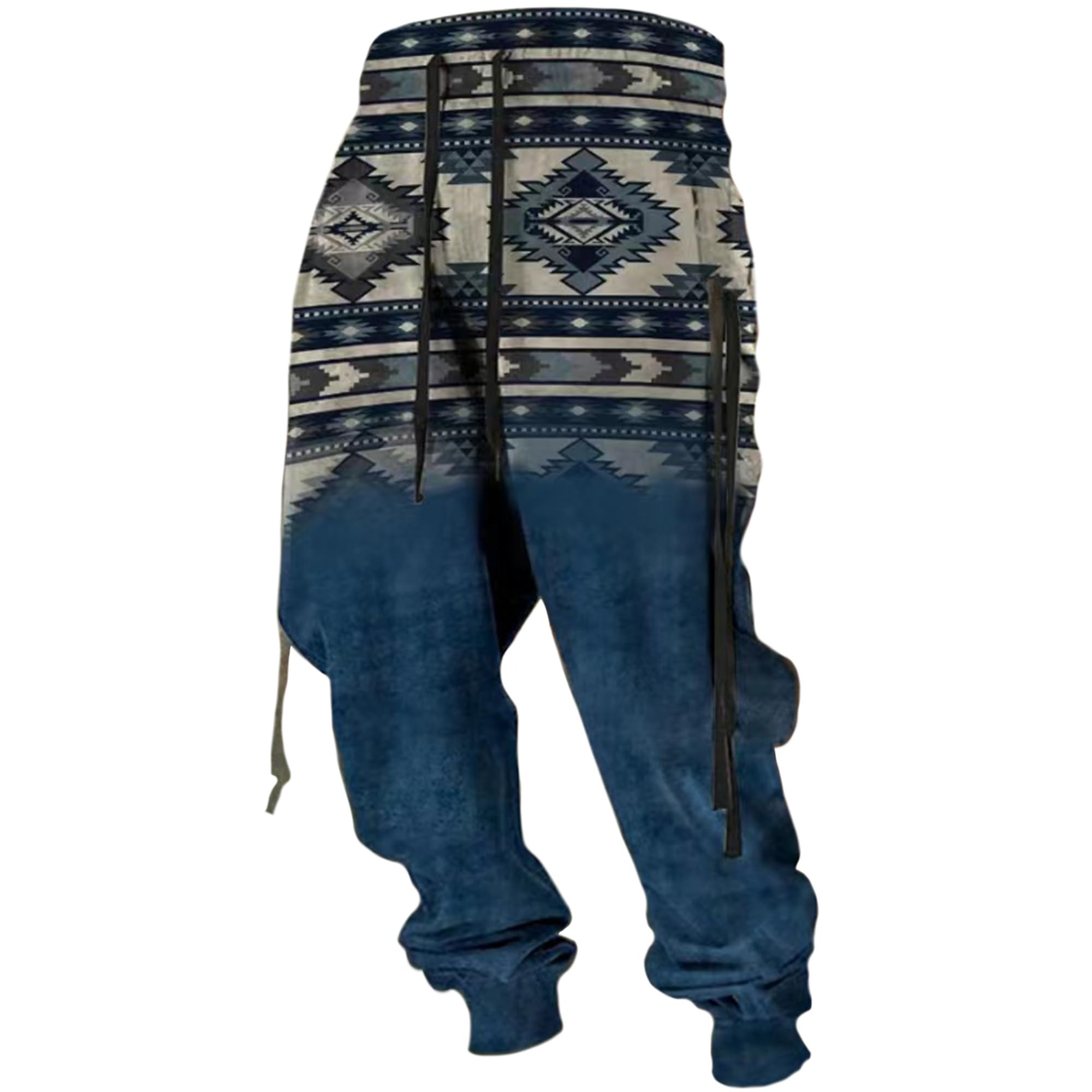 PORCLAY Aztec Geometry Pattern Men's Sweatpants Lightweight Fun Jogging Pants with Elastic Waistband Great for Sports Blue 2XL