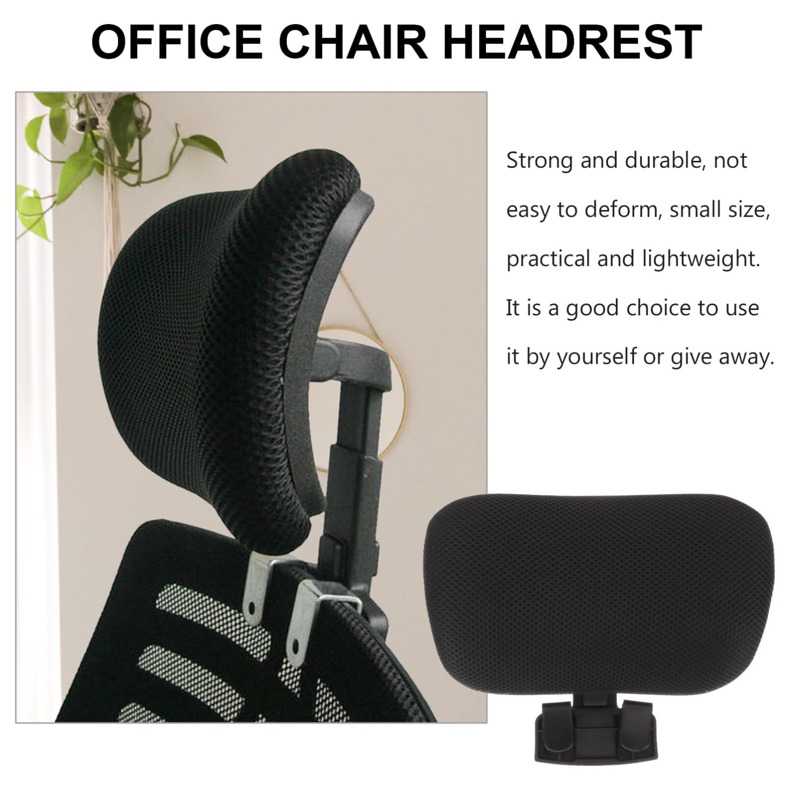DOITOOL Office Chair Headrest Attachment Universal, Adjustable Headrest Head Rest, Neck Support Cushion Clip on (Black)