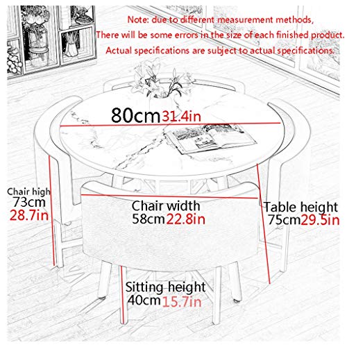 Reception Tables and Chairs Home Kitchen Leisure Table 80cm Marble Round Table Nordic 1 Table and 4 Chairs Vintage Leather Lounge Chair Office Reception Room Negotiating Table Cafe Library Lounge ( Co