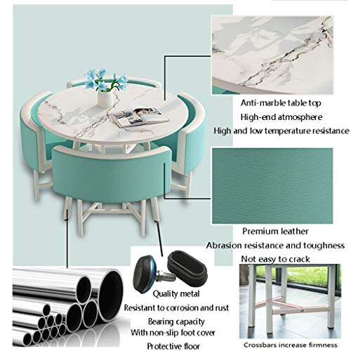 Reception Tables and Chairs Home Kitchen Leisure Table 80cm Marble Round Table Nordic 1 Table and 4 Chairs Vintage Leather Lounge Chair Office Reception Room Negotiating Table Cafe Library Lounge ( Co