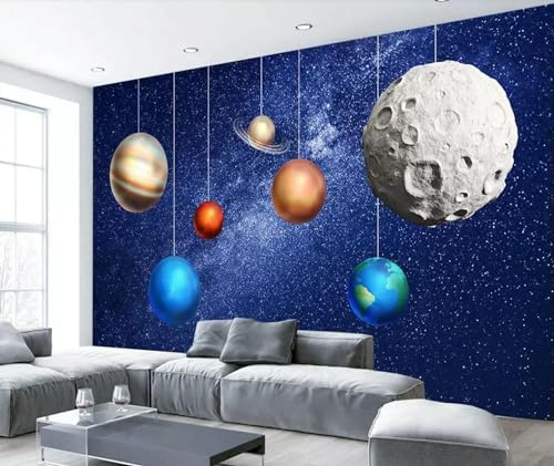 ETOHFA Hand-Painted Space Star Children Room Background Wall Painting Wallpaper Background Wall Decorative Painting Wallpape