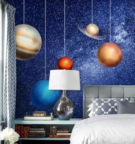 ETOHFA Hand-Painted Space Star Children Room Background Wall Painting Wallpaper Background Wall Decorative Painting Wallpape