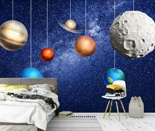 ETOHFA Hand-Painted Space Star Children Room Background Wall Painting Wallpaper Background Wall Decorative Painting Wallpape