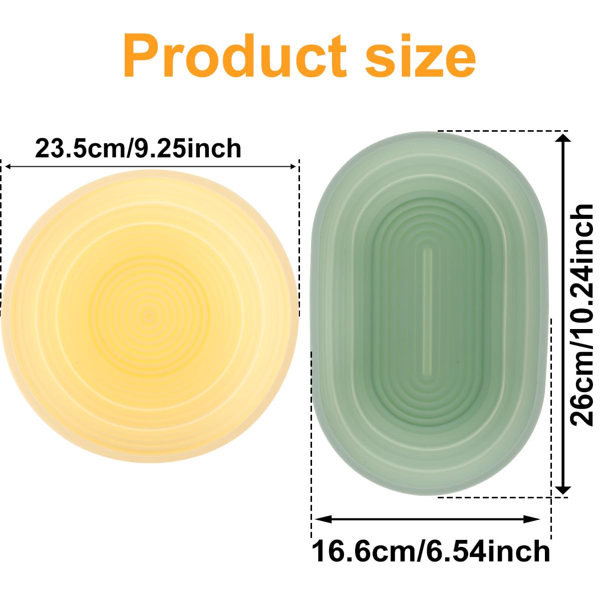 esidianzi 2Pcs Bread Proofing Basket Silicone Oval Dough Proofing Bowl Foldable Round Bread Dough Fermentation Container Reusable Heat Resistance Dough Proofing Trays for Home Kitchen(as Shown)