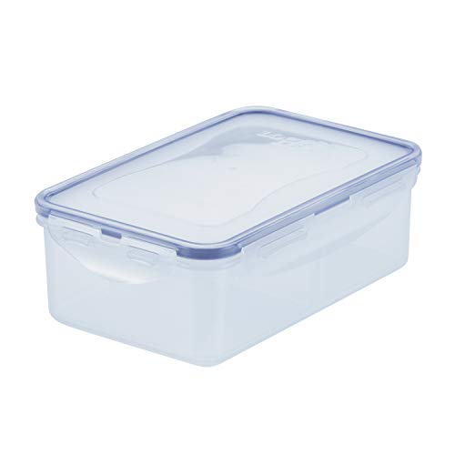 LocknLock Easy Essentials On The Go Meal Prep Lunch Box, Airtight Containers with Lid, BPA Free, Rectangle (3 Section) -34 oz, Clear