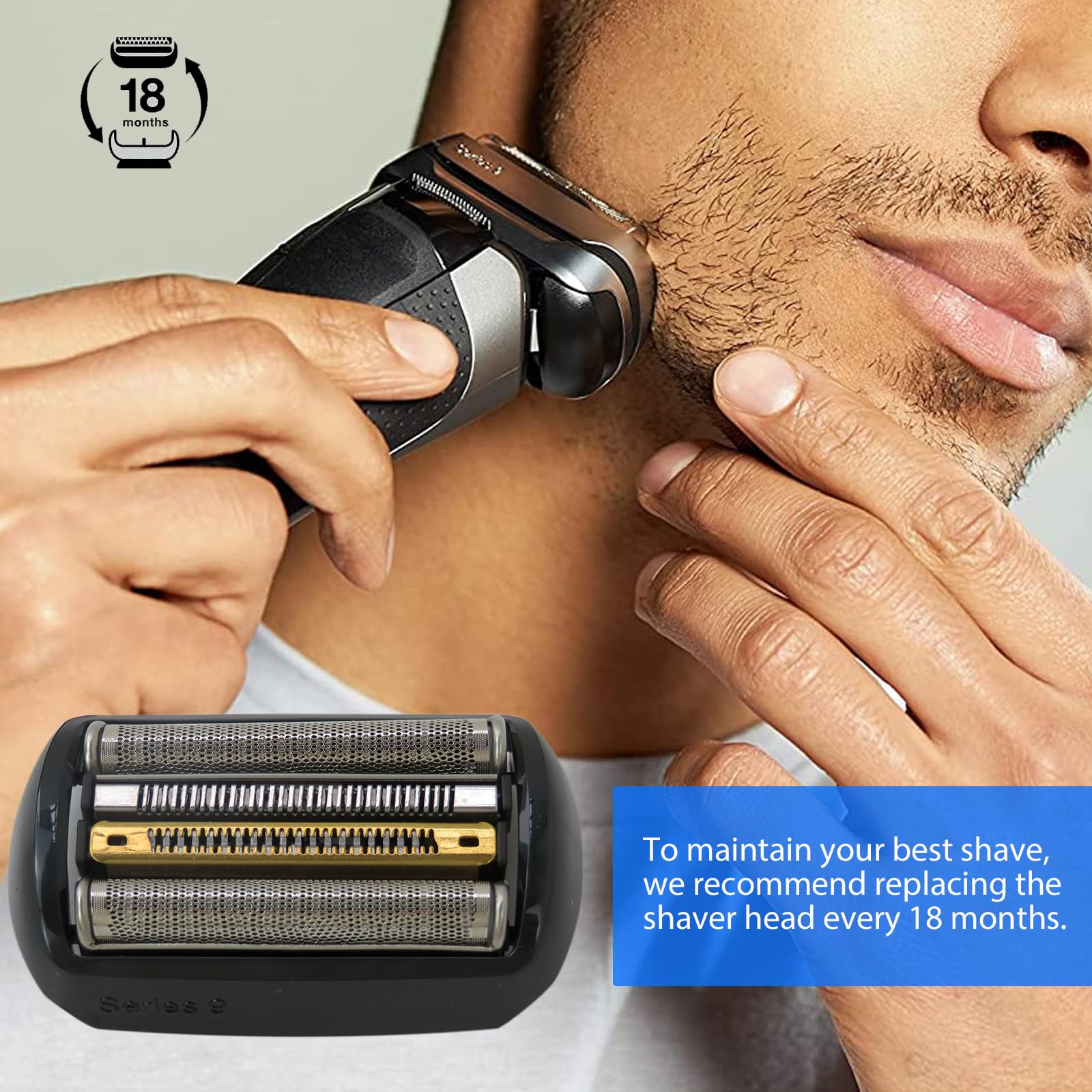 92B Original Craftwork Series 9 Replacement Shaver Head for Br aun Series 9 Electric Shaver Foil & Cutter 9030s 9040s 9050cc 9240s 9242s 9280cc Black