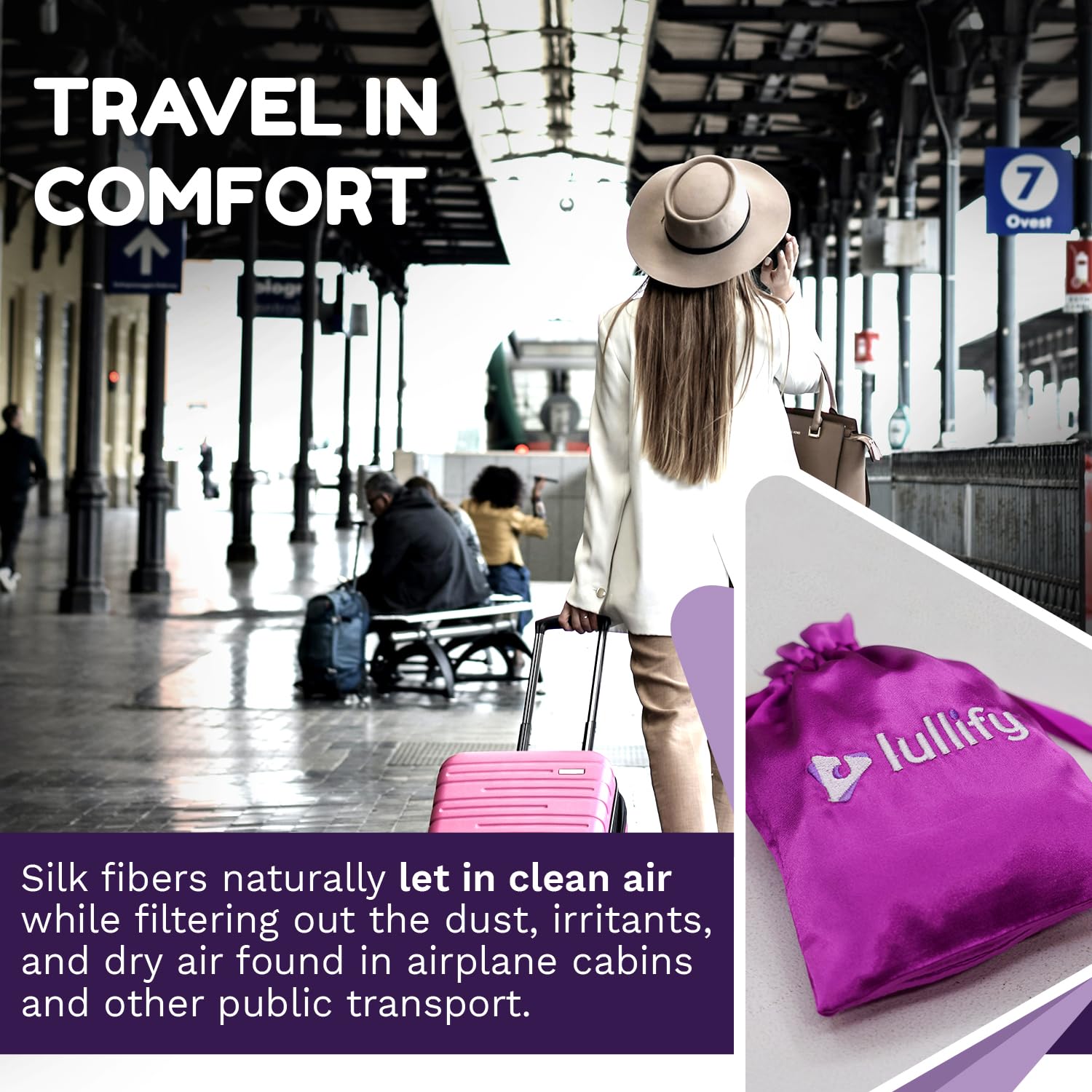 Lullify Travel Kit | Yoga Mat With Carrying Bag & Silk Sleeping Mask | Lightweight and Foldable | Natural Sleep Anywhere