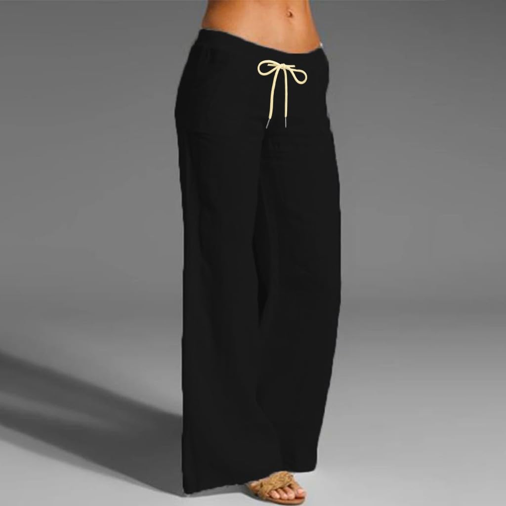 Capri Jean Plus Size Women's Scrub Pants Womens Cotton Pants Summer Boho Pants Women Womens Lightweight Pants for Summer fold Over Yoga Pant Womens Jean Capris for Summer A-Black