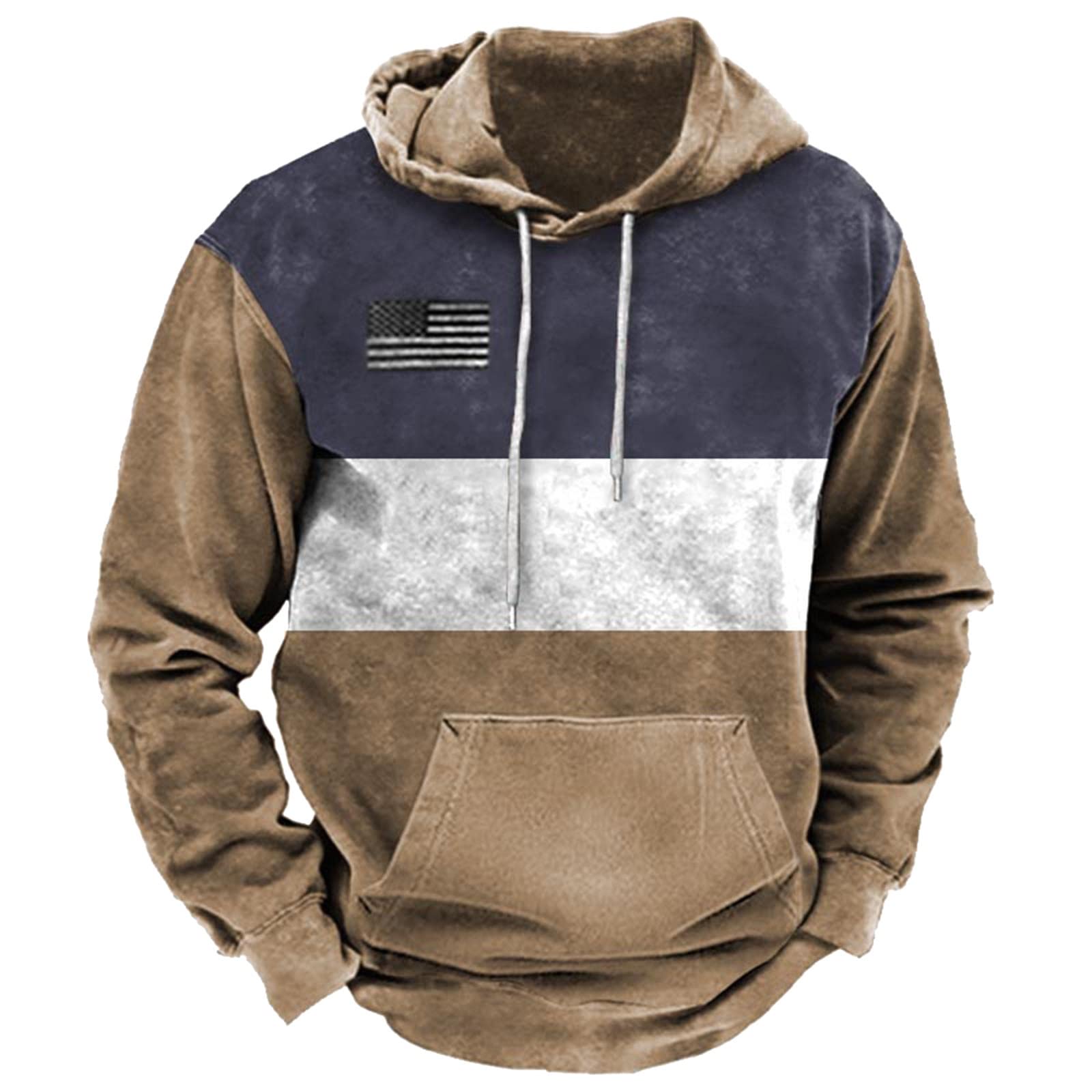 Sblioda Black Deal Friday Sales Now Cyber Sales Monday American Flag Print Hoodies for Men Vintage Tribal Aztec Graphic Hoodie Warm Winter Kangaroo Pocket Hooded Sweatshirt