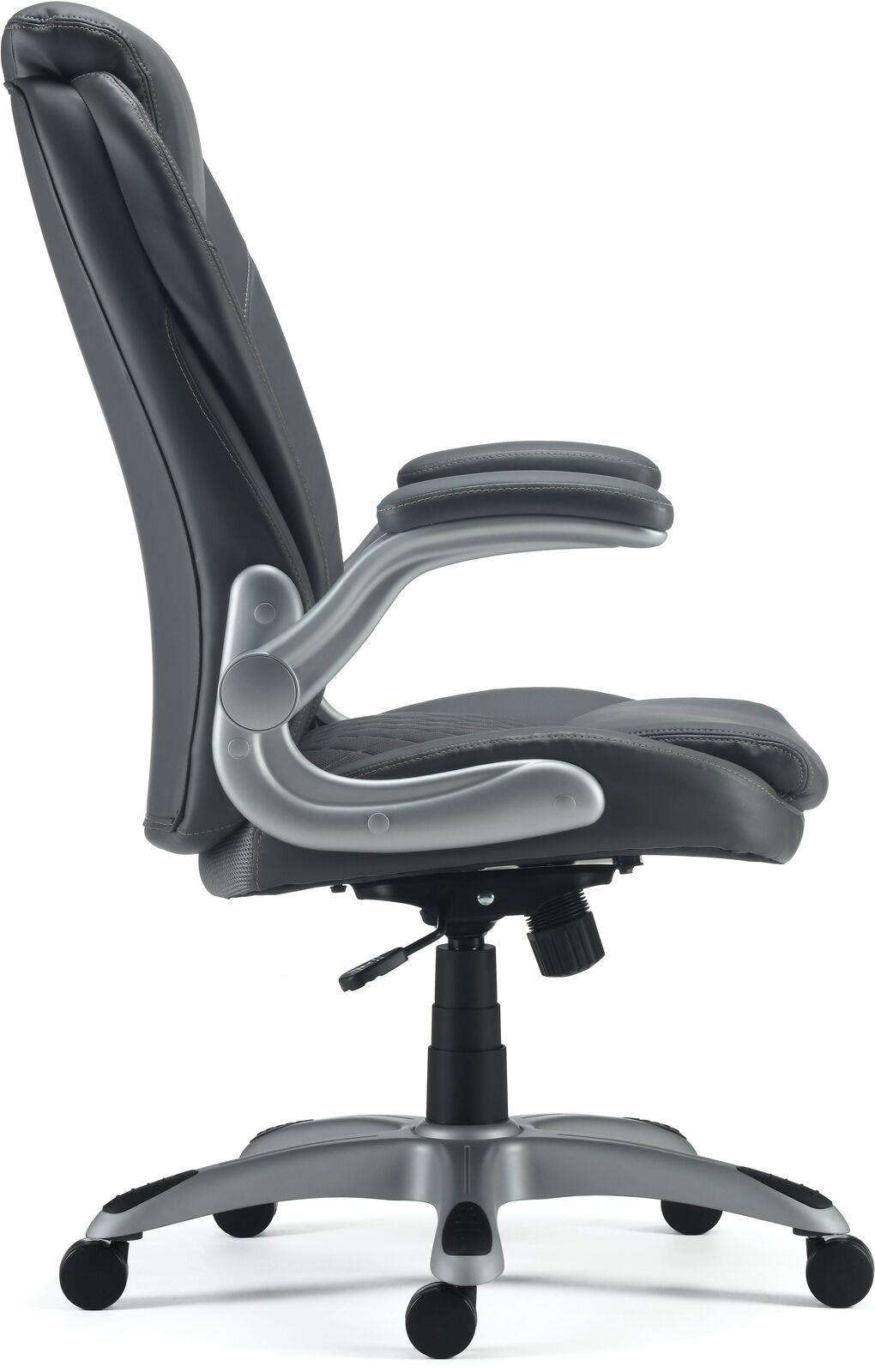 JTSQ Leather Gaming Chair - Grey Swivel Chair for Home Office and Computer Desk