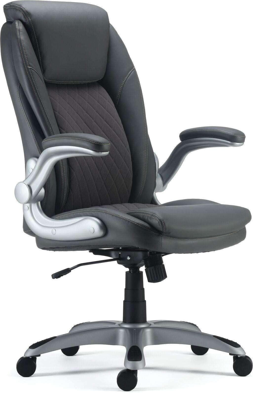 JTSQ Leather Gaming Chair - Grey Swivel Chair for Home Office and Computer Desk