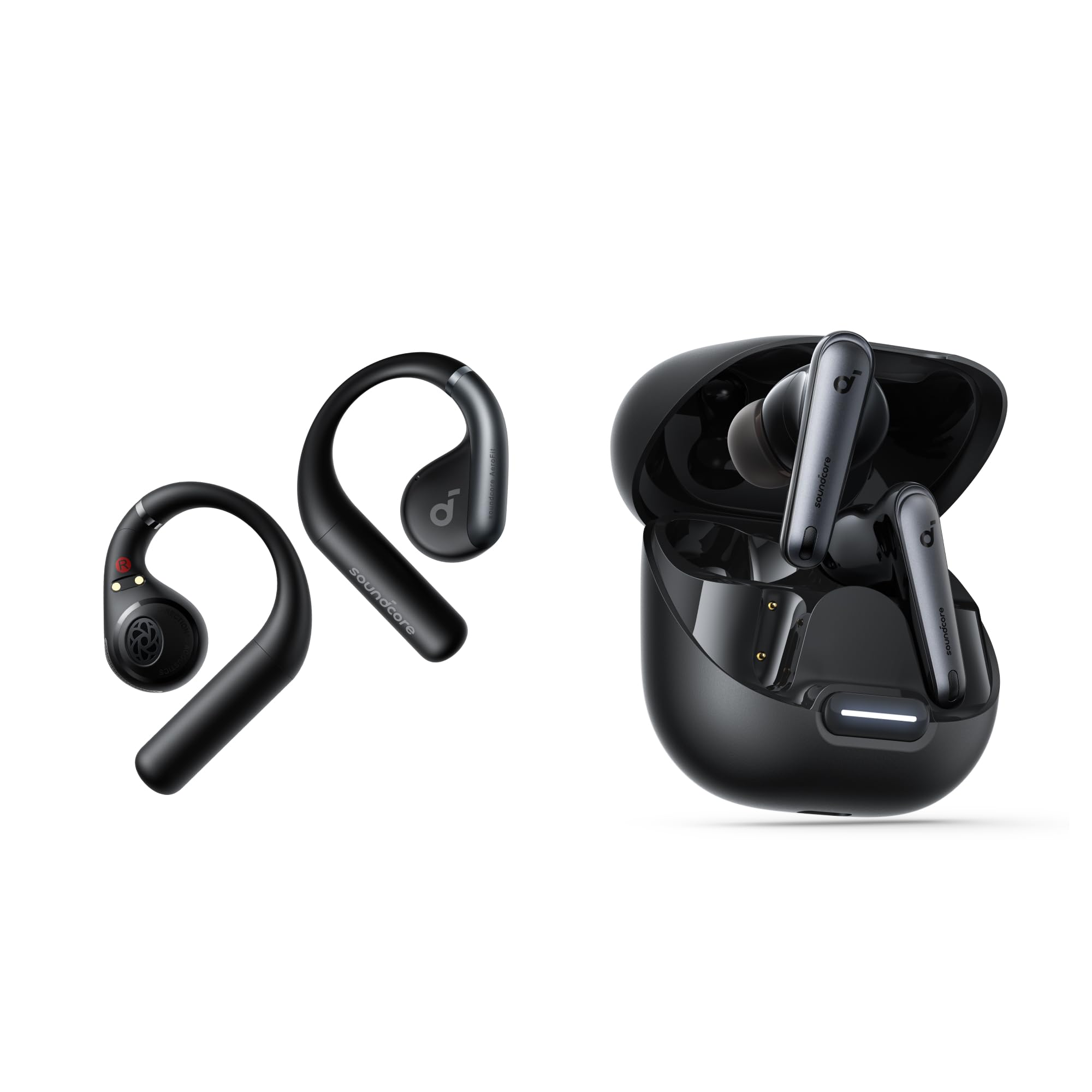 Soundcore by Anker AeroFit Open-Ear Headphones, with Liberty 4 NC Noise Cancelling Earbuds, Ultra-Comfort, Snug Fit, Ergonomic Ear Hook, Balanced Sound, IPX7 Waterproof, 42H Playtime, Clear Calls