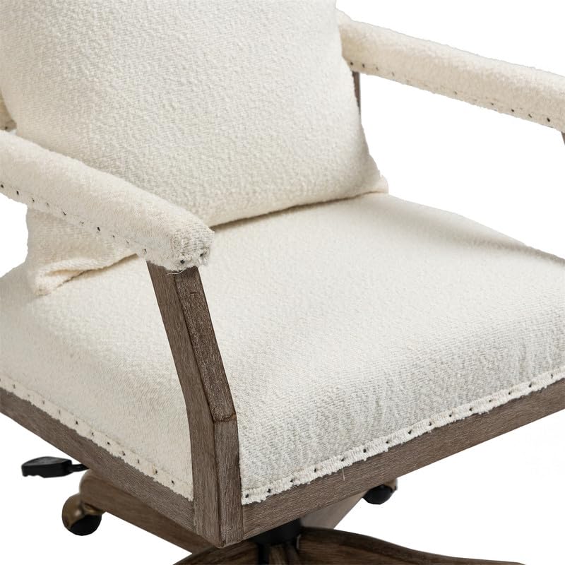 Ergonomic Office Chair with Wheels, Home Office Desk Chairs with Armrest and Backrest, Height Adjustable 360° Swivel Computer Task Vanity Chair for Home, Small Spaces, Living Room, Bedroom, Beige