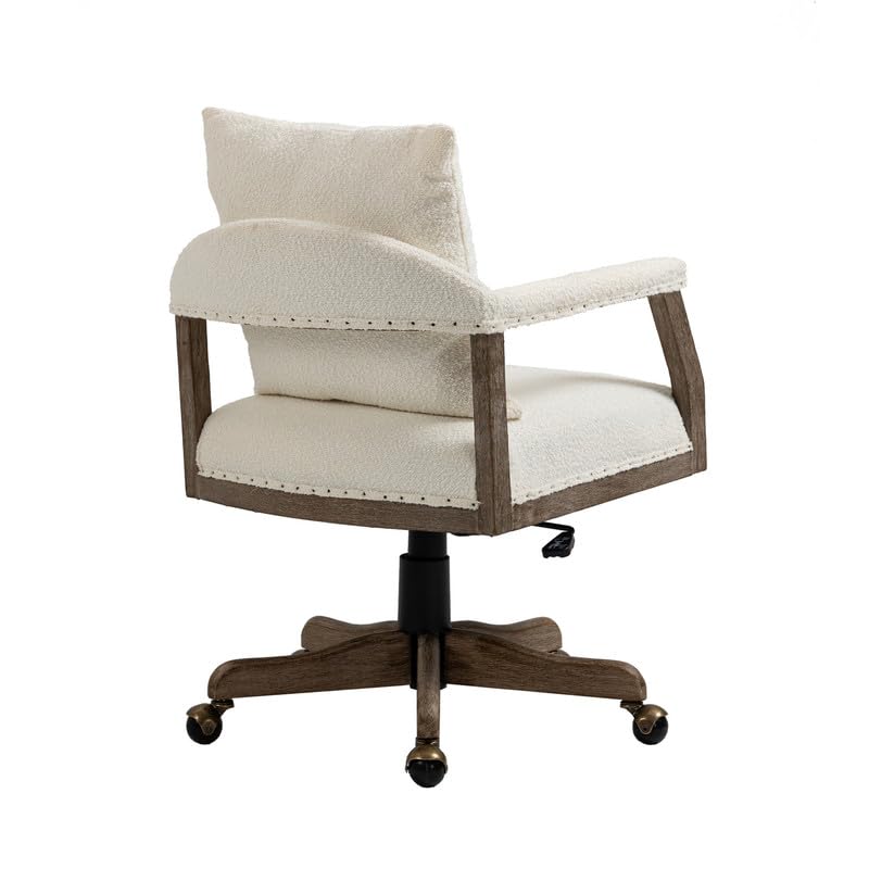 Ergonomic Office Chair with Wheels, Home Office Desk Chairs with Armrest and Backrest, Height Adjustable 360° Swivel Computer Task Vanity Chair for Home, Small Spaces, Living Room, Bedroom, Beige
