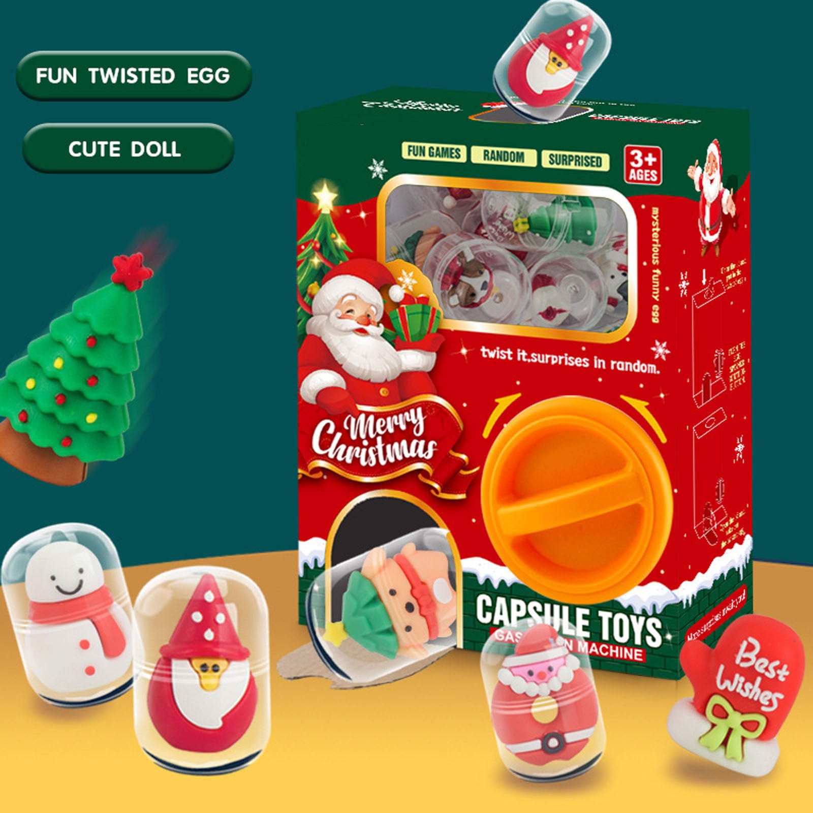 GBSELL Christmas Surprise Lucky Draw Machine Props, Interesting Gachapon Machine for Surprise, Festival Lucky Gacha Machine