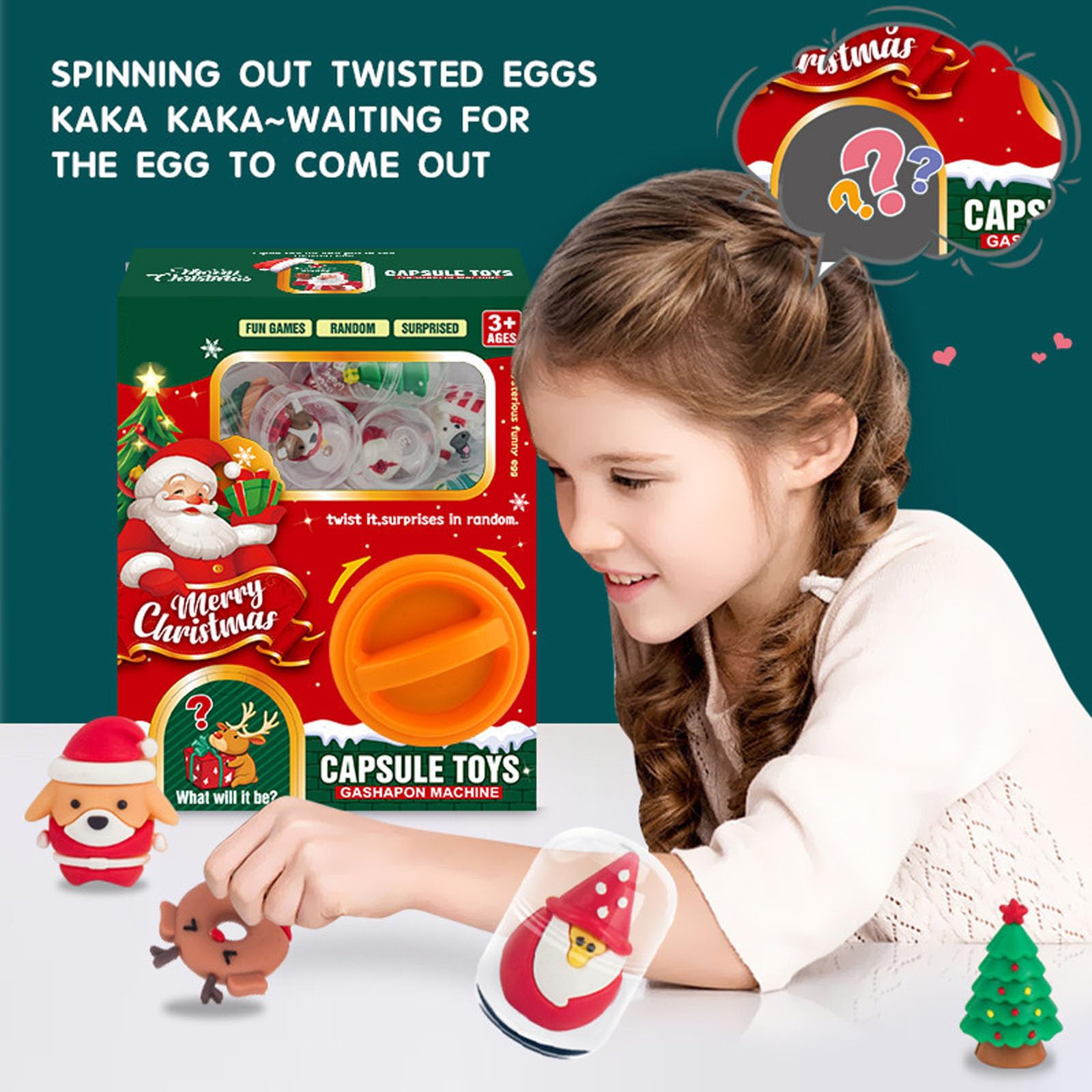 GBSELL Christmas Surprise Lucky Draw Machine Props, Interesting Gachapon Machine for Surprise, Festival Lucky Gacha Machine