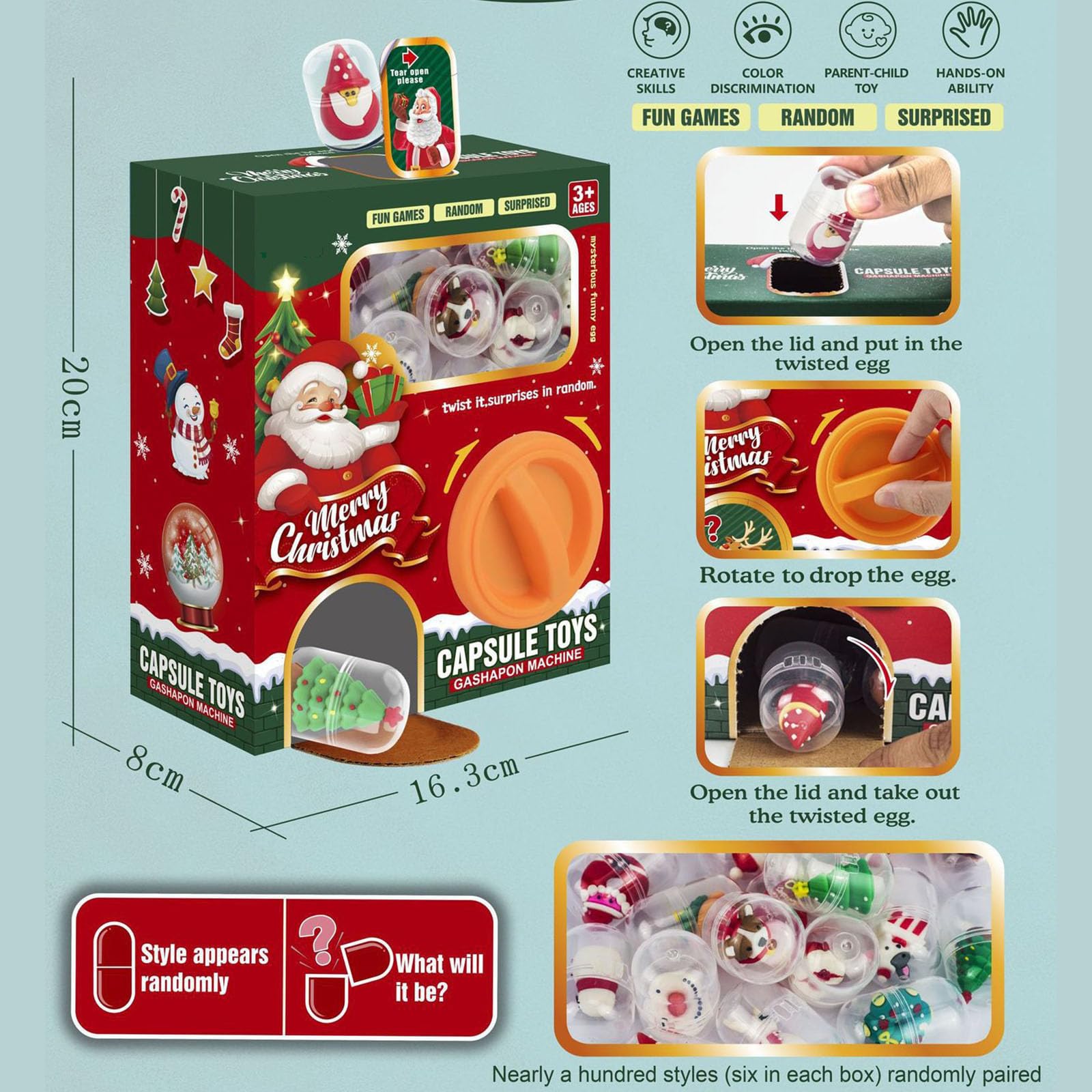 GBSELL Christmas Surprise Lucky Draw Machine Props, Interesting Gachapon Machine for Surprise, Festival Lucky Gacha Machine
