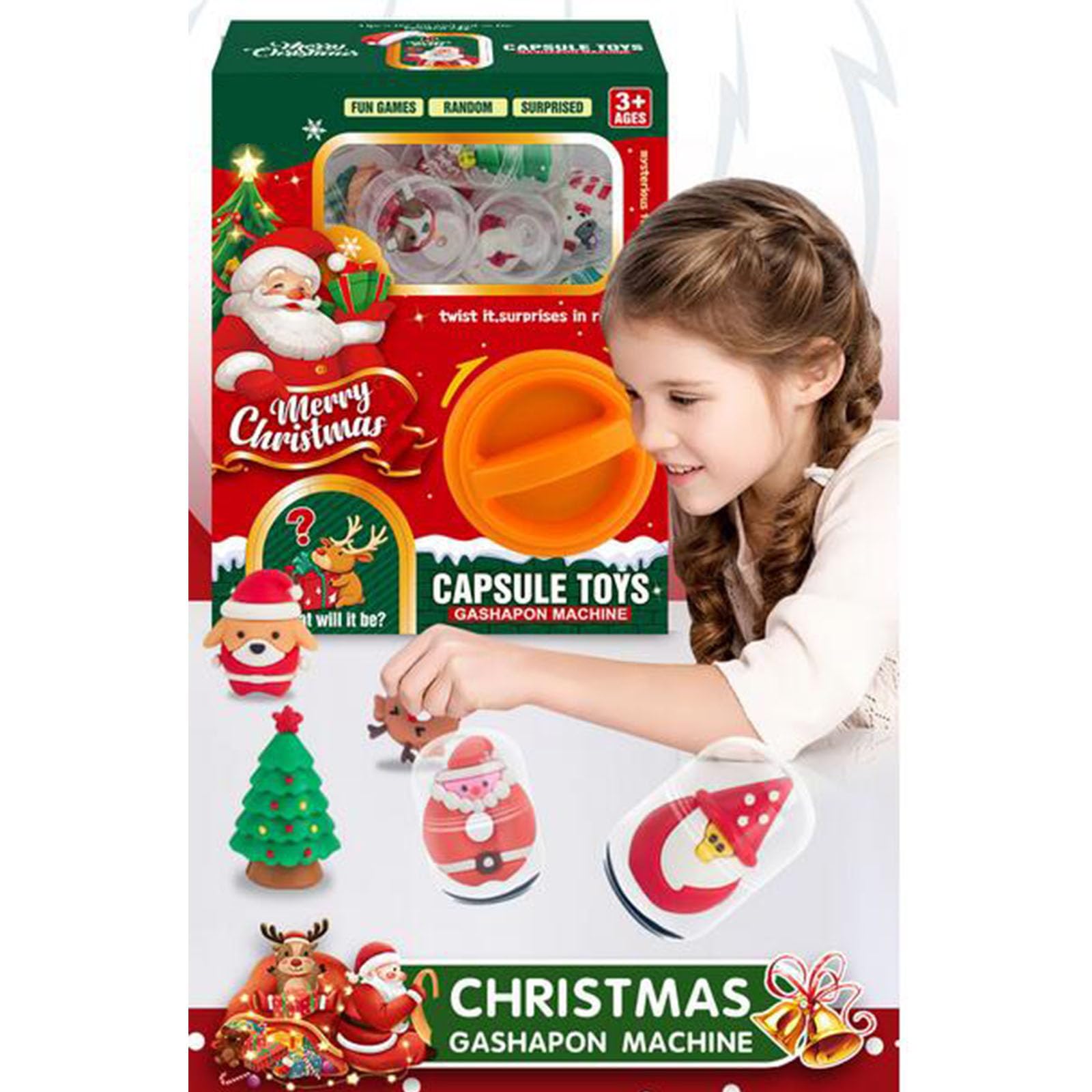 GBSELL Christmas Surprise Lucky Draw Machine Props, Interesting Gachapon Machine for Surprise, Festival Lucky Gacha Machine
