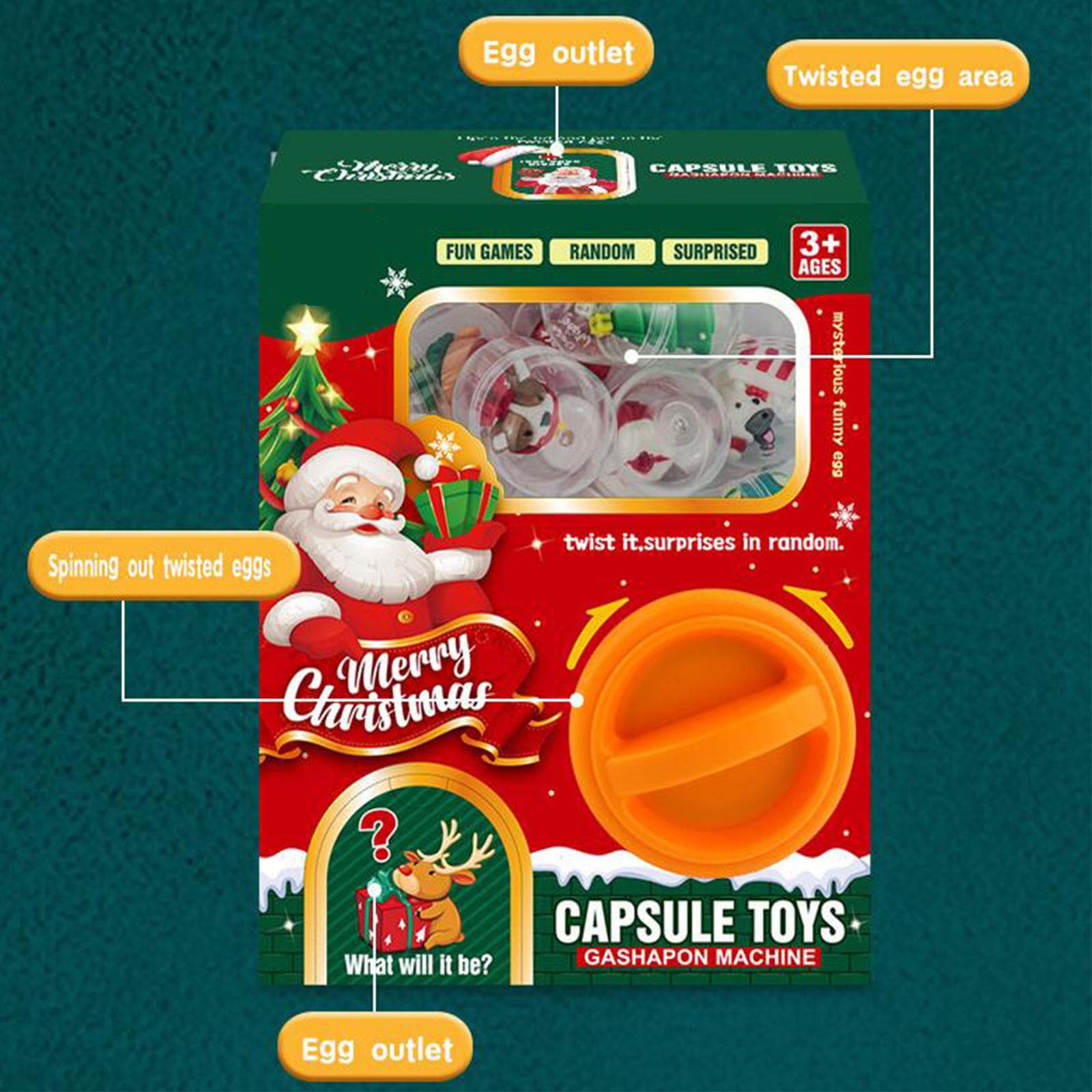 GBSELL Christmas Surprise Lucky Draw Machine Props, Interesting Gachapon Machine for Surprise, Festival Lucky Gacha Machine