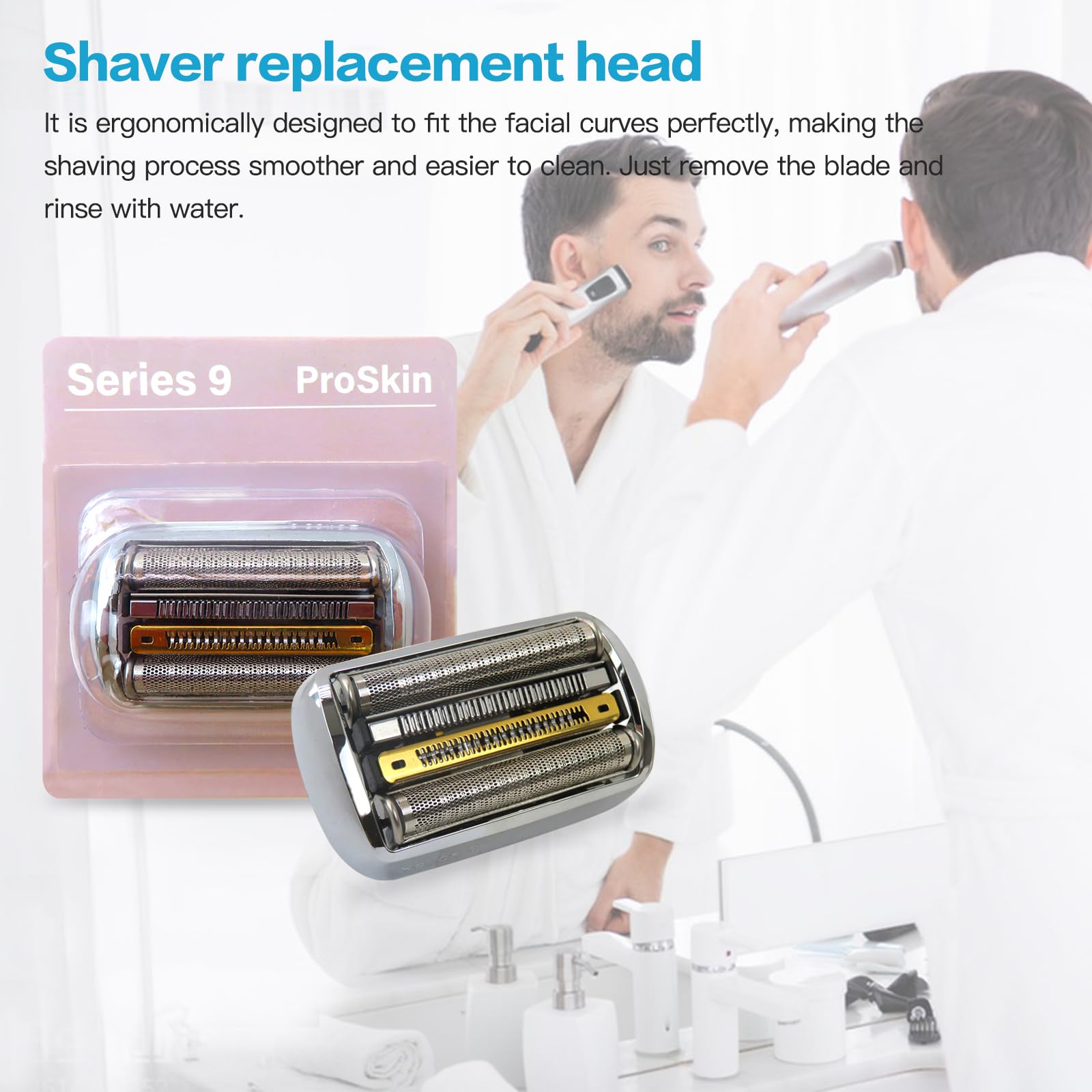 Original Craft Series 9 92S 94M Replacement Electric Shaver Replacement Head for Br-aun All Series 9 Electric Razors 9290cc, 9291cc, 9370cc, 9293s, 9385cc, 9390cc, 9330s, 9296cc Silver