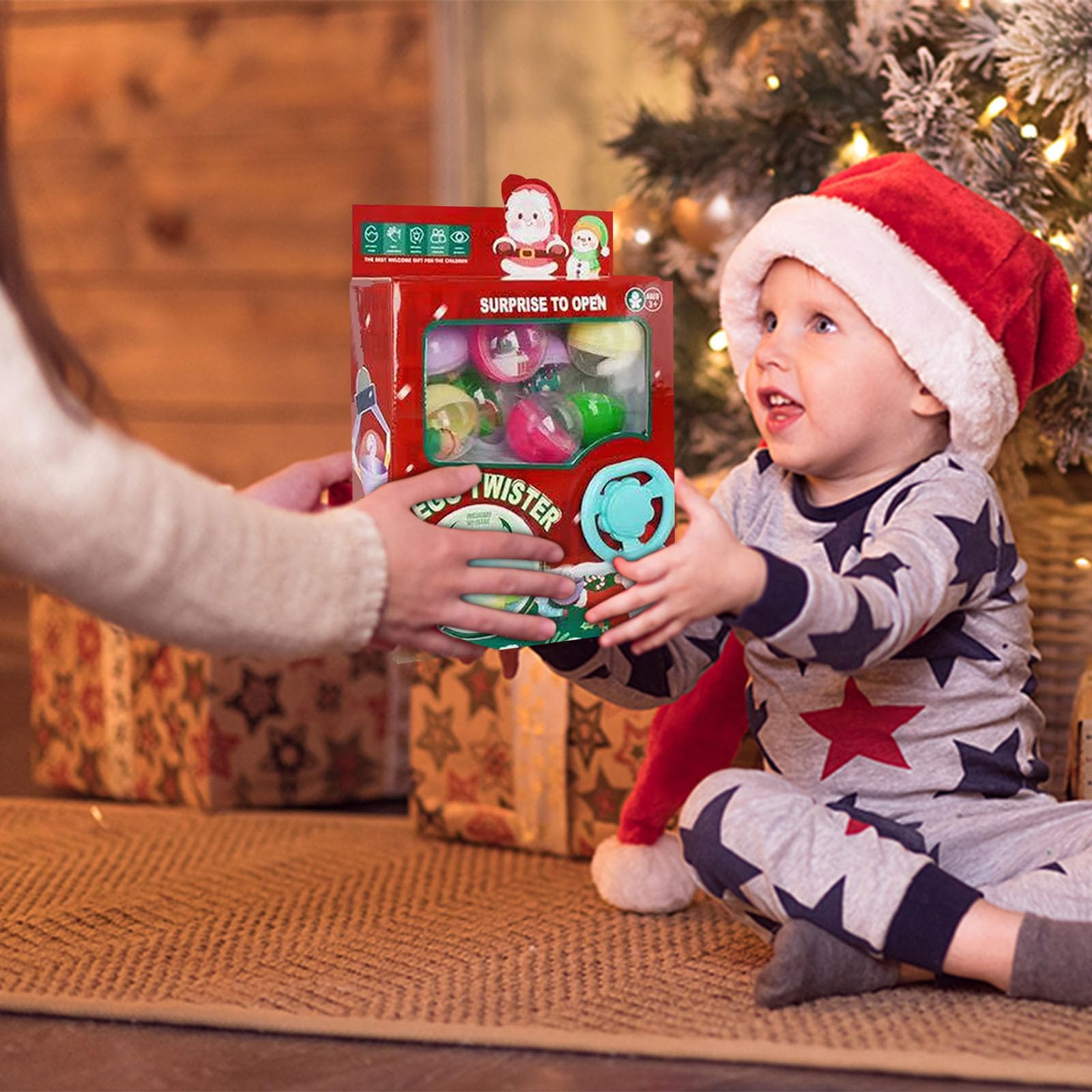 GBSELL Capsule Toy Machine, Xmas Lucky Gacha Machine, Christmas Desktop Interesting Lucky Draw Machine for Christmas Surprise
