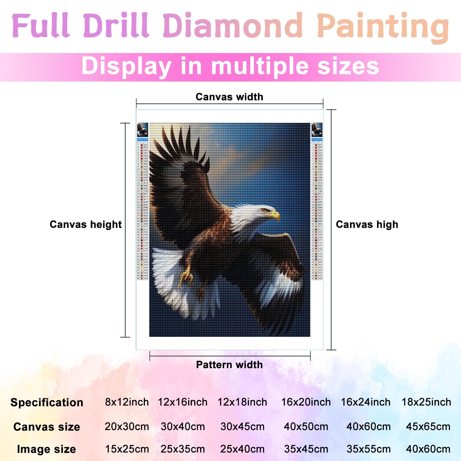 5D DIY Diamond Painting Kits Full Drill,Diamond Painting Kits Art,Animal Diamond Art, Handsome Eagle Diamond Painting Craft for Home Office Wall Decor 8x12 inch