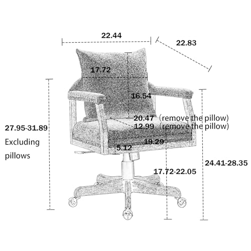 Office Desk Chair with Wheels, Modern Swivel Height Adjustable Desk Chair with Armrest and Ergonomic Back Fabric Padded Computer Task Chair Vanity Chair for Home Office, Black