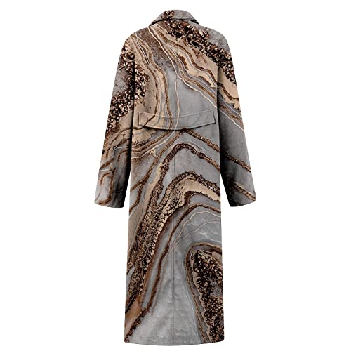 Winter Coat Women, Fashion Printed Pocket Long Sleeve Lapel Woolen Overcoat For Women Fall Coats Puffer Jackets, Womens Plus Size, Coats Made In Usa, Size Packable Jacket (XL, Coffee)