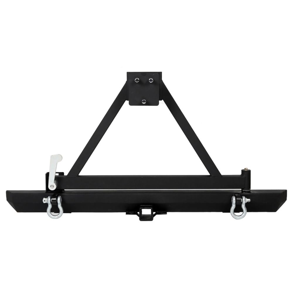 DTREEL Rear Bumper with Tire Carrier & D-Ring Fits YJ & TJ (Black, Iron Steel)