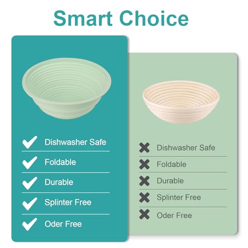 Doe~Dough Silicon Non-Stick Bread Proofing Basket, Collapsible Washable Baking Bowl, Ideal Gift for Bakers (Oval)
