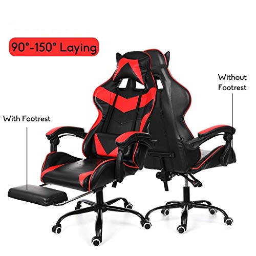 KXDTZ Executive Office Chair - High Back Office Chair with Footrest and Thick Padding - Reclining Computer Chair with Ergonomic Segmented Back, Black (Color : E)