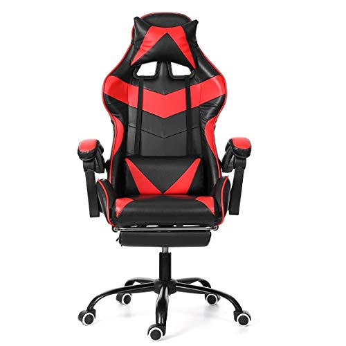 KXDTZ Executive Office Chair - High Back Office Chair with Footrest and Thick Padding - Reclining Computer Chair with Ergonomic Segmented Back, Black (Color : E)