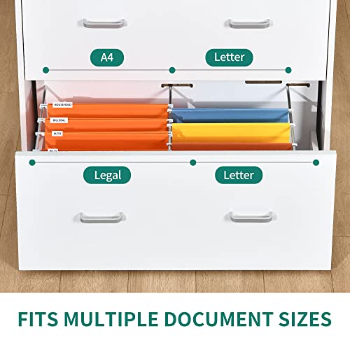 YITAHOME 2 Drawer File Cabinet with Charging Station, Large Lateral Filing Cabinet for Home Office, Whit