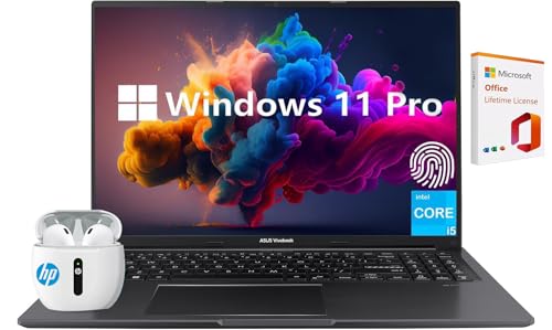 ASUS Vivobook 16 Laptop Computer, 16 Inch Laptop i5 WUXGA, Intel 10-Core i5 Laptop Microsoft Office Lifetime,8GB RAM 256GB SSD Windows 11 Pro Notebook PC|Backlit Keyboard 10-Key Number Pad|HDMI|USB-C