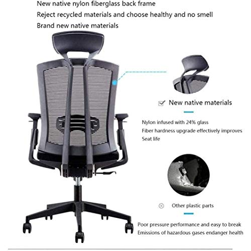 KXDTZ Office Chair, Breathable Mesh Computer Chair with Ergonomic Adjustable Lumbar Support, Black Swivel Desk Chair with Adjustable Armrest and Headrest (Color : E)