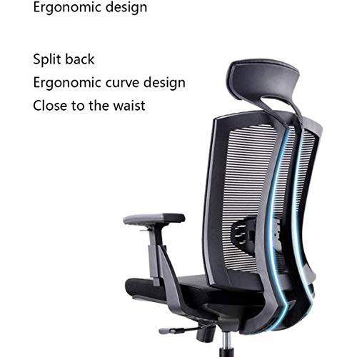 KXDTZ Office Chair, Breathable Mesh Computer Chair with Ergonomic Adjustable Lumbar Support, Black Swivel Desk Chair with Adjustable Armrest and Headrest (Color : E)